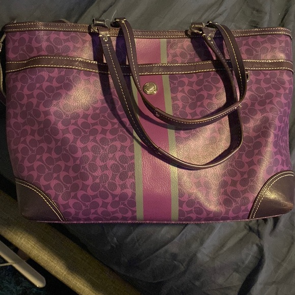 Coach | Bags | Purple Leather Coach Tote Bag | Poshmark